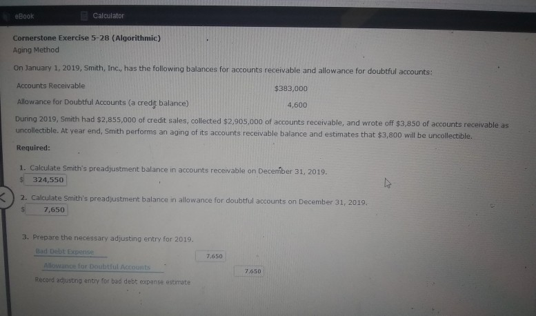 Solved eBook Cornerstone Exercise 5-28 (Algorithmic) Aging | Chegg.com