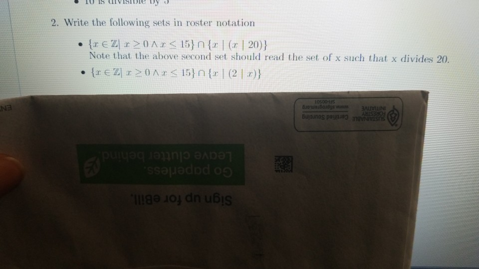 Solved 2. Write the following sets in roster notation Note | Chegg.com