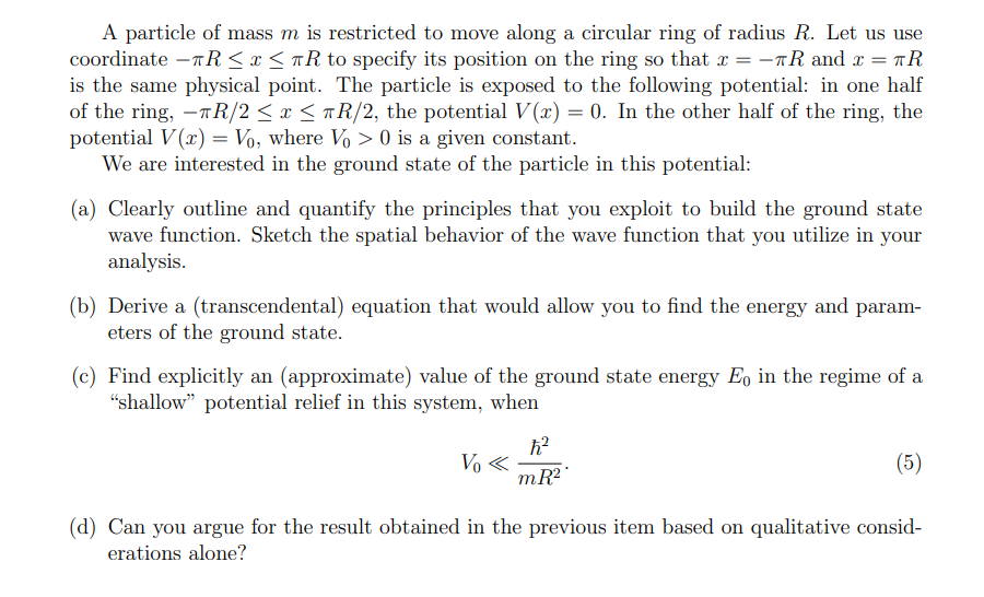 Solved A particle of mass m is restricted to move along a | Chegg.com