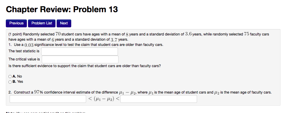 Solved Chapter Review: Problem 13 Previous Problem List Next | Chegg.com
