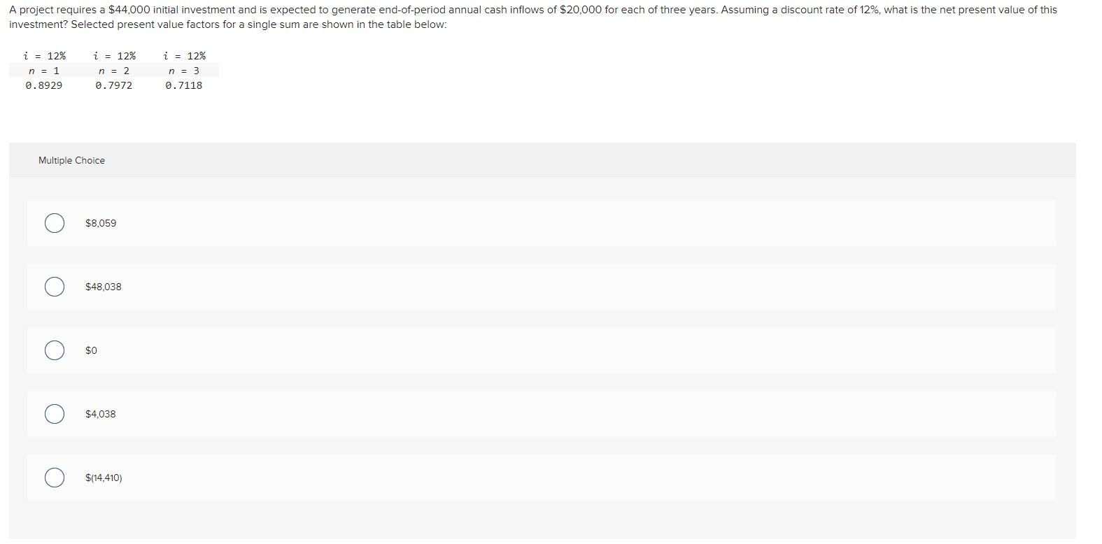 Solved investment? Selected present value factors for a | Chegg.com