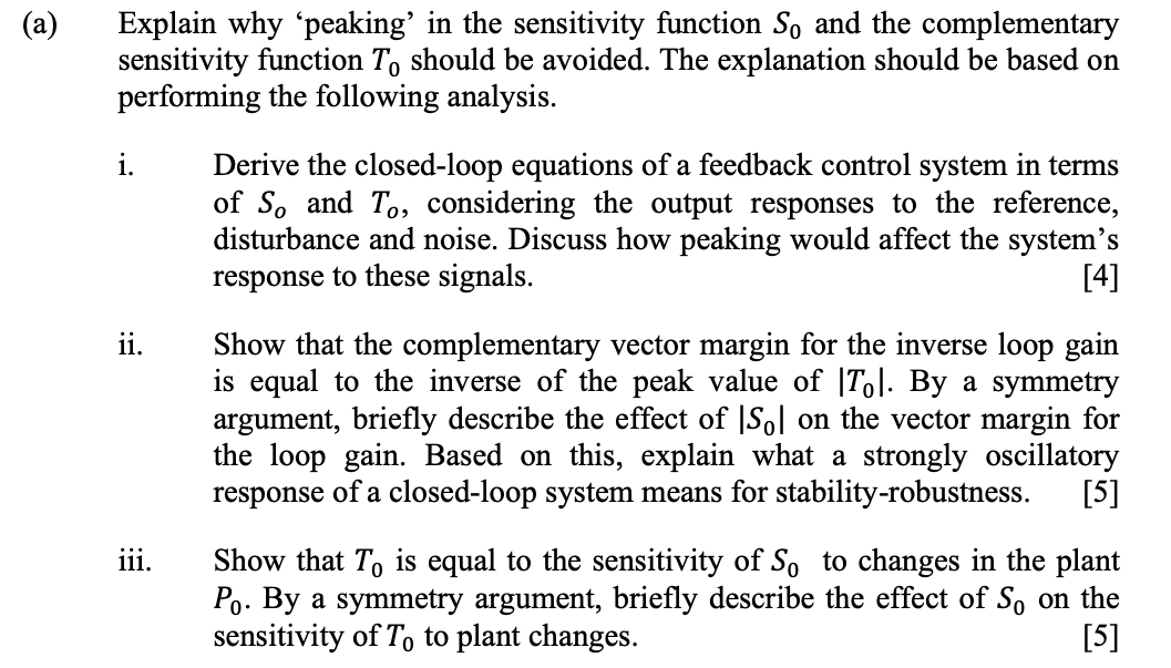 Solved Explain Why Peaking In The Sensitivity Function S0