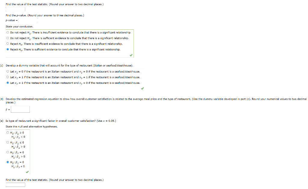 Solved y^=Find the value of the test statistic. (Round pour | Chegg.com