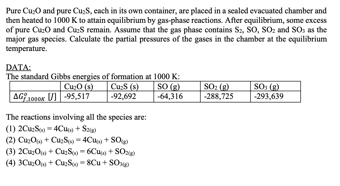 Solved Pure Cu2O and pure Cu2S, each in its own container, | Chegg.com