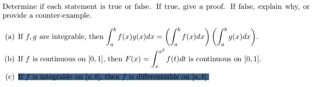 Solved Determine if each statement is true or false. If | Chegg.com