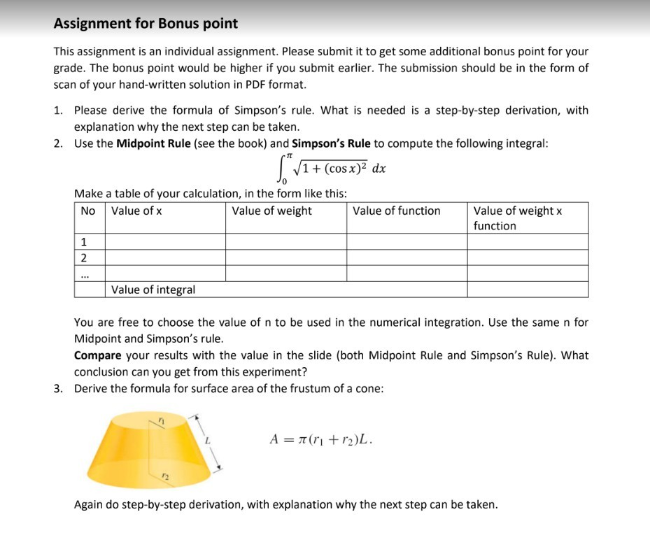 Solved 1. please derive the formula of simson's rule. what | Chegg.com