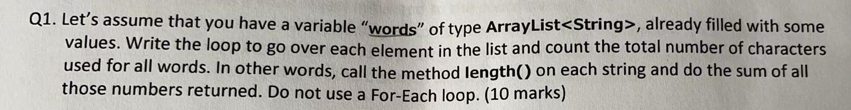 Solved A Q1 Lets Assume That You Have A Variable “words” 
