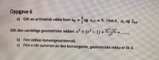 Solved Exercise 6 a) Given an arithmetic series where ag = | Chegg.com