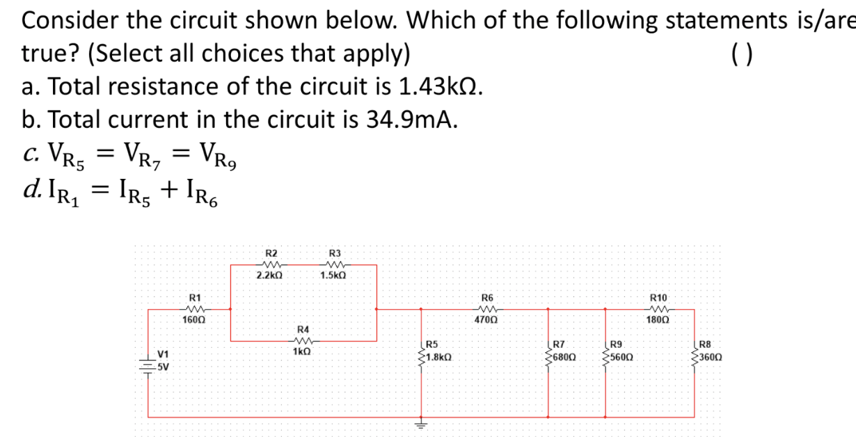 Solved Consider the circuit shown below. Which of the | Chegg.com