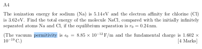 Solved A4 The ionization energy for sodium (Na) is 5.14 eV | Chegg.com