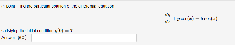 Solved Find The Particular Solution Of The Differential 