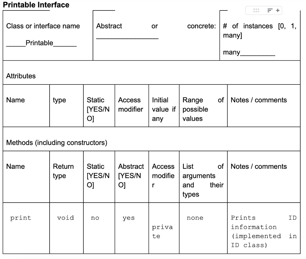 Solved Create the Printable Interface and the Exception | Chegg.com