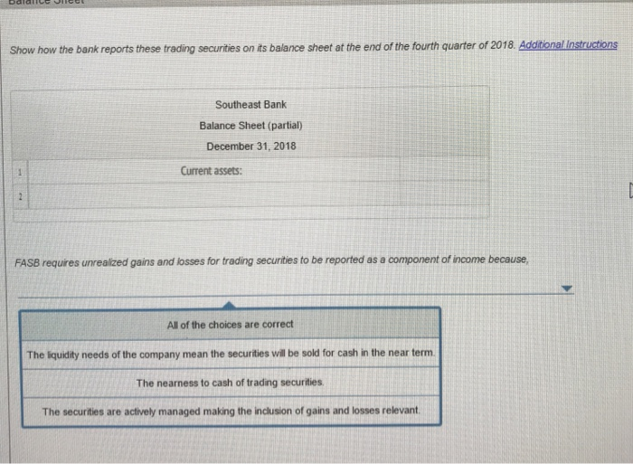 Solved Instructions Southeast Bank invests in trading | Chegg.com