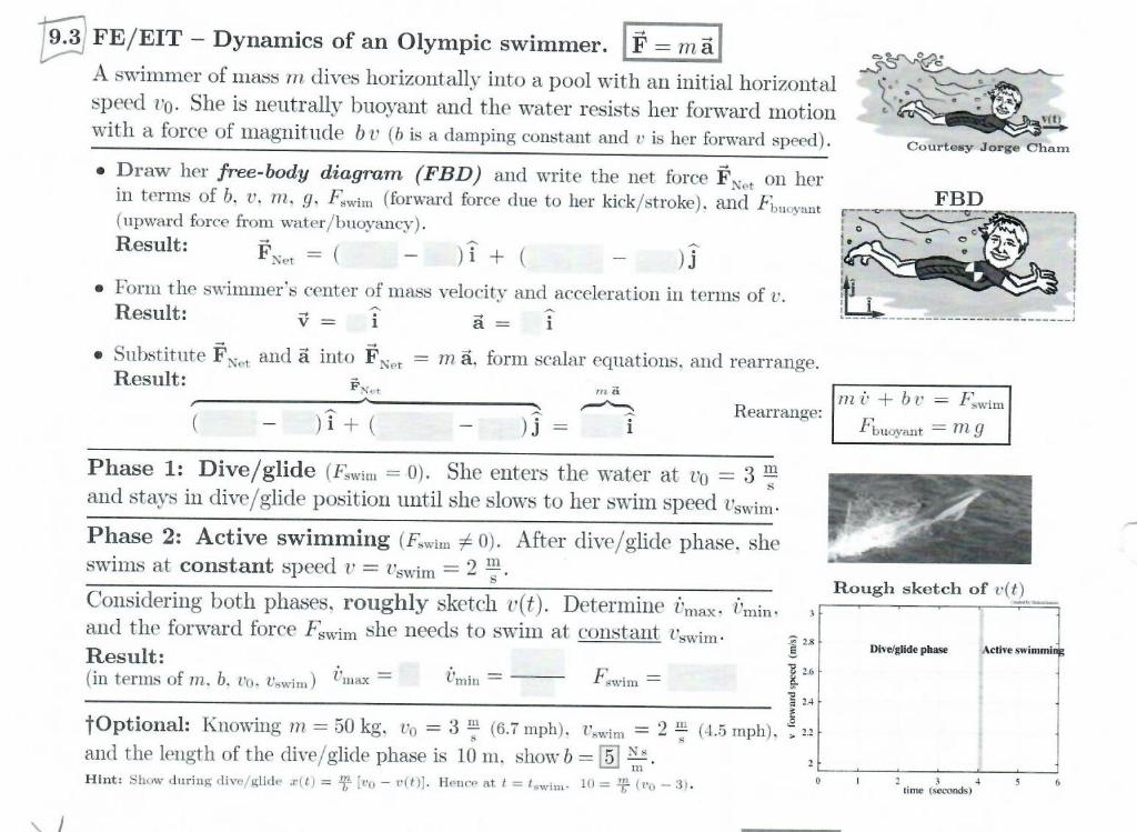 Solved Vit) 9.3 FE/EIT - Dynamics of an Olympic swimmer. | Chegg.com