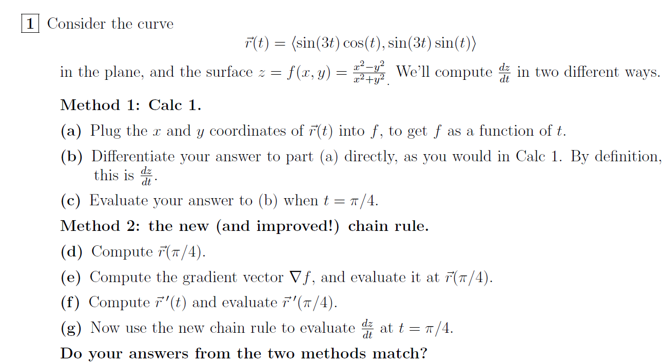 Solved 1 Consider the curve F(t) = (sin(3t) cos(t), sin(3t) | Chegg.com