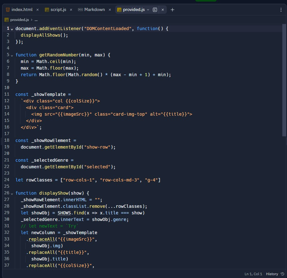 script.js > f chooseRandomGenre > ... /* This is | Chegg.com