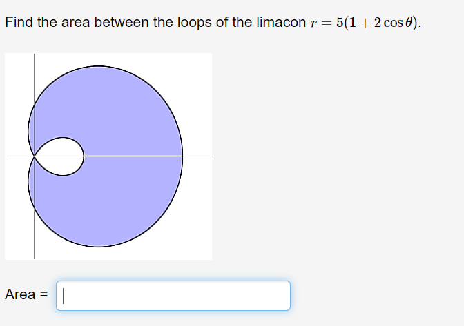 Solved Find the area between the loops of the limacon | Chegg.com