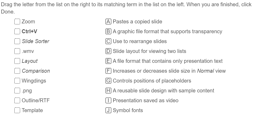 Solved Drag the letter from the list on the right to its | Chegg.com