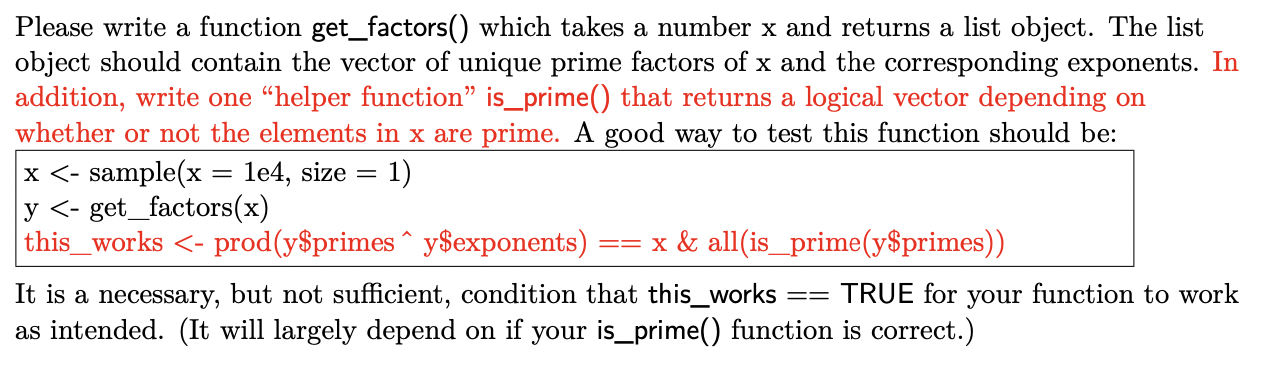 Solved Please write a function get_factors () which takes a | Chegg.com