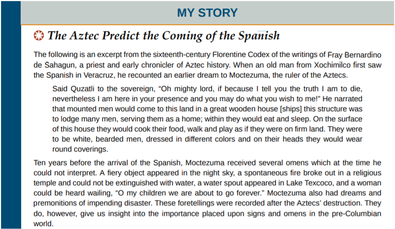 Solved Why is the excerpt, "The Aztecs Predict the Coming of | Chegg.com