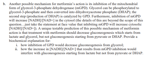 Solved b. ﻿Another possible mechanism for metformin's action | Chegg.com