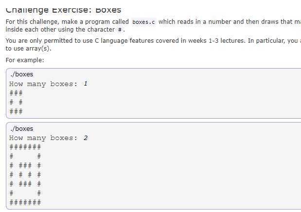 Solved Cnallenge Exercise: Boxes For this challenge, make a | Chegg.com
