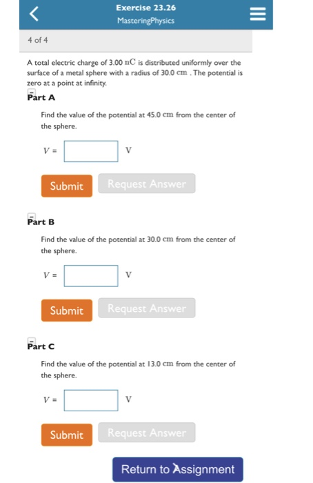 Solved Exercise 23 26 4 Of 4 A Total Electric Charge Of 3 00