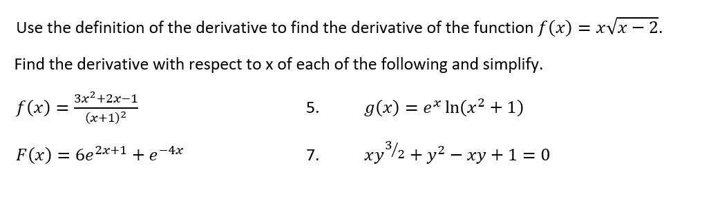 Solved Use the definition of the derivative to find the | Chegg.com