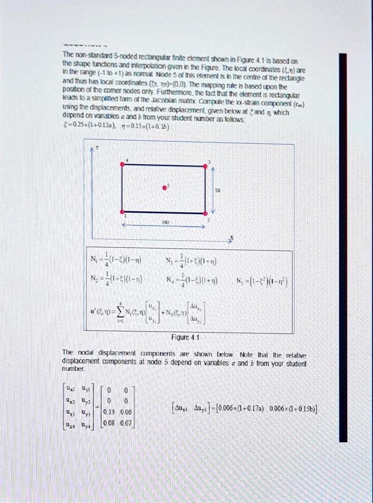 Solved The non-standard 5-noded rectangular finite ciement | Chegg.com
