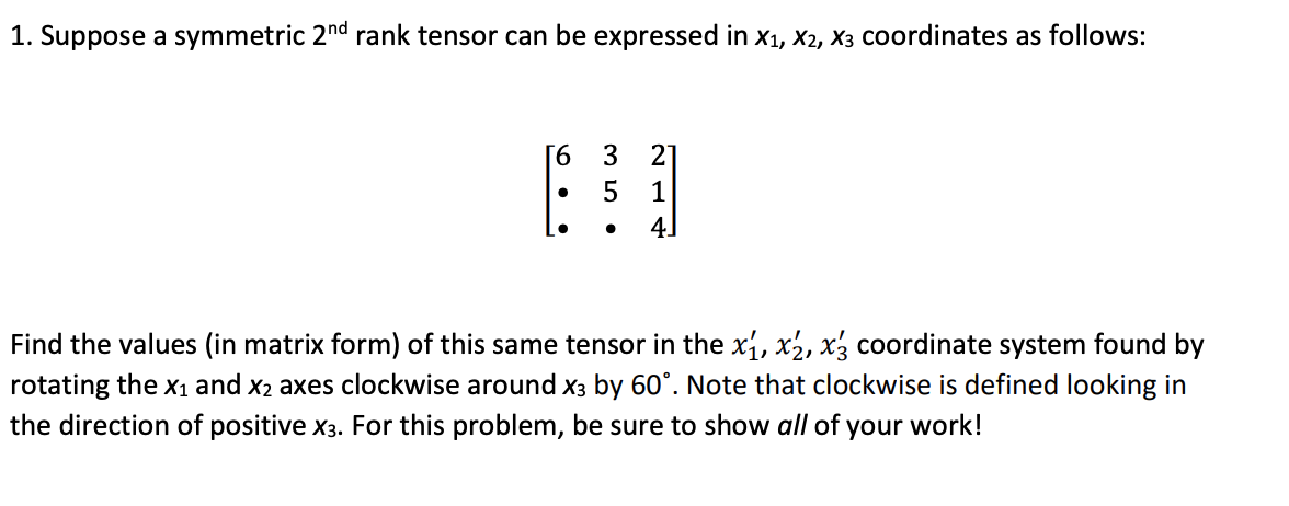 Solved 1. Suppose a symmetric 2nd rank tensor can be | Chegg.com