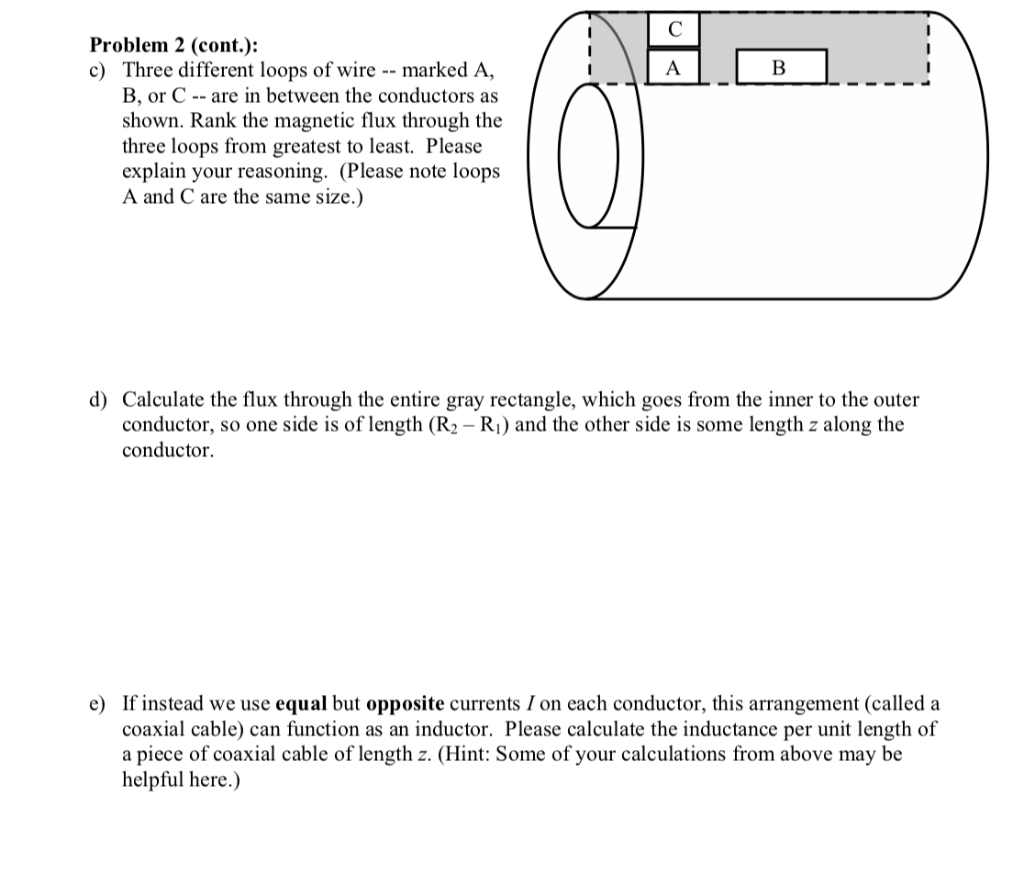 Solved Problem 2 (cont.): c Three different loops of wire | Chegg.com