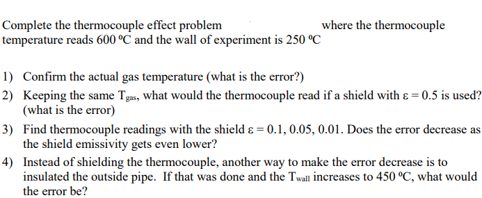 Solved Complete the thermocouple effect problem where the | Chegg.com