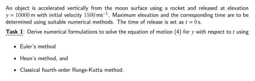 Solved Motion of an object launched vertically from Earth or | Chegg.com