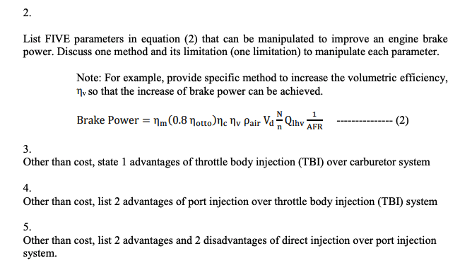 Solved 2. List FIVE parameters in equation (2) that can be | Chegg.com