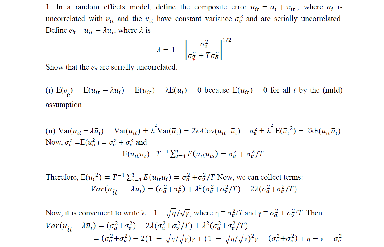 Solved Question is asking to prove that the error terms in | Chegg.com