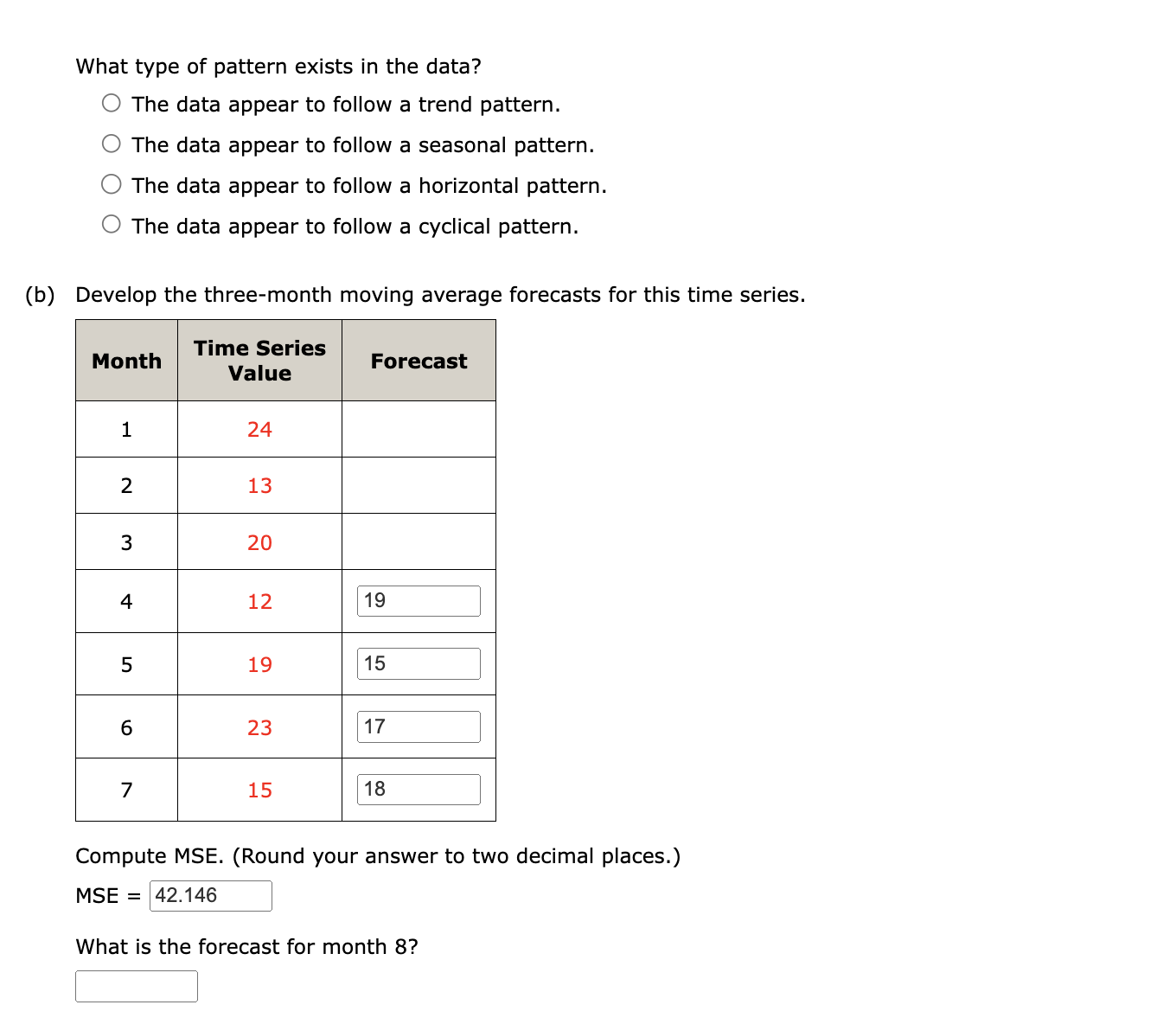 Solved Consider the following time series data. | Chegg.com