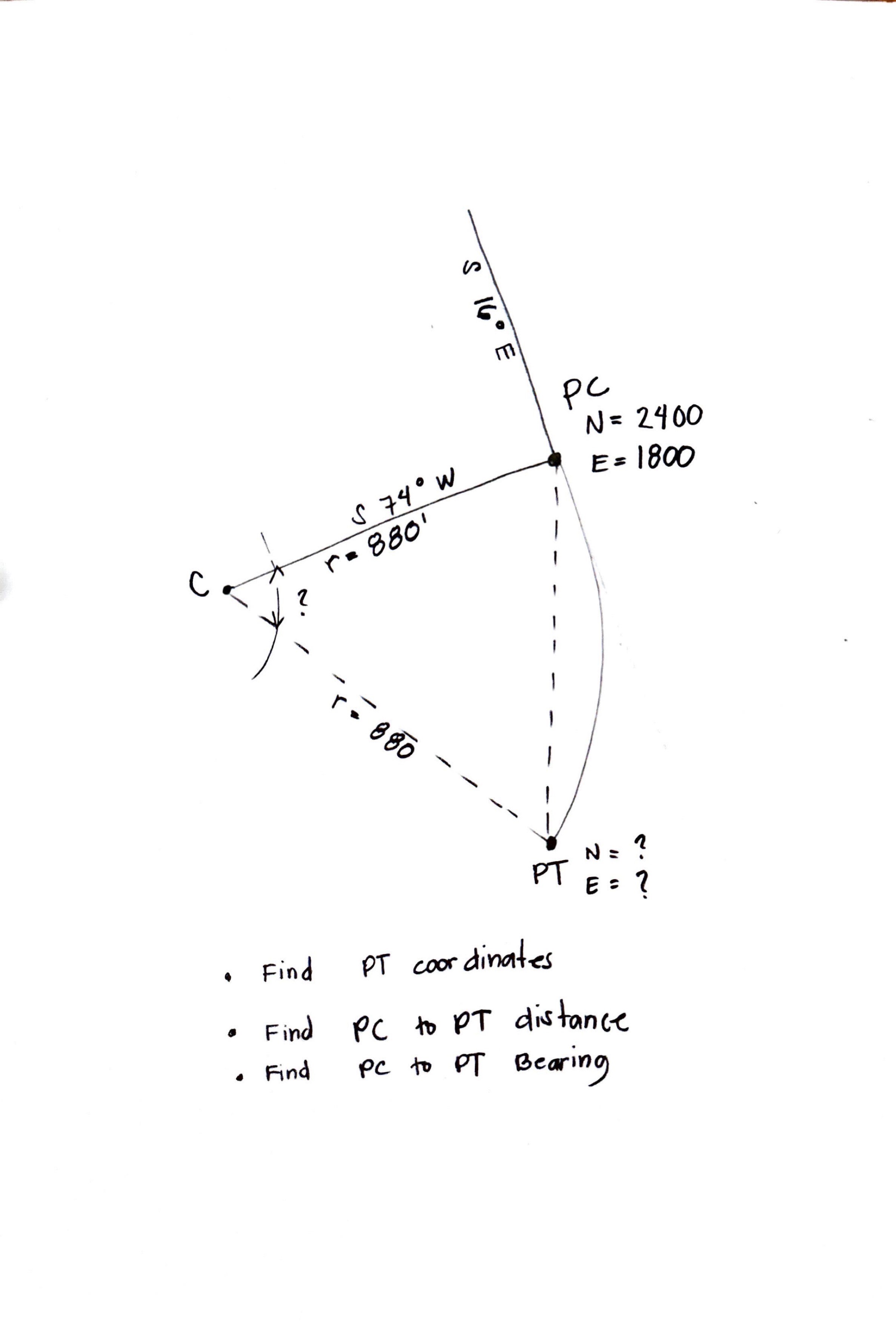 Solved Find PT coordinatesFind PC to PT distanceFind PC ﻿to | Chegg.com