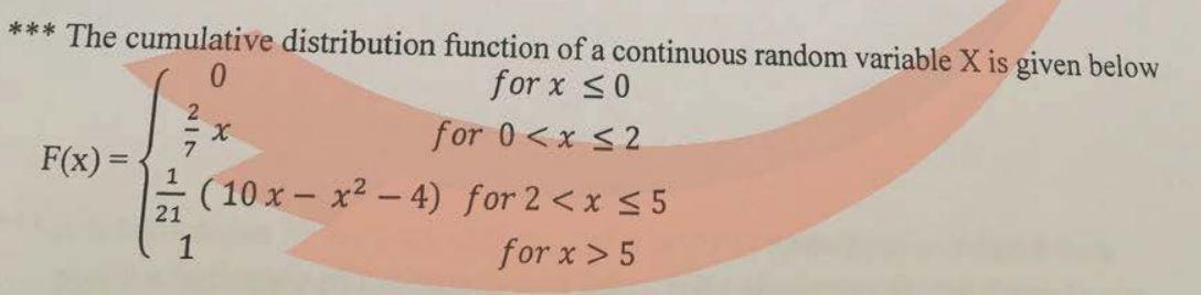 Solved *** The cumulative distribution function of a | Chegg.com
