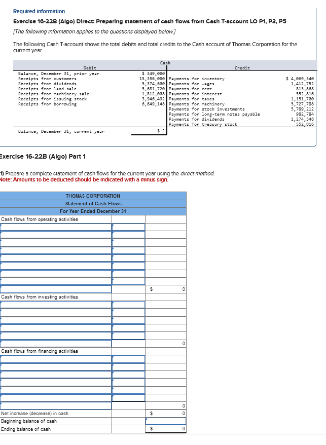 Solved Required information Exerclse 16-22B (Algo) Dlrect: | Chegg.com