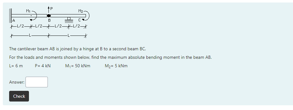 Solved P M1 M2 B K1/2-1/2-1/2-1/2* X X t The cantilever beam | Chegg.com