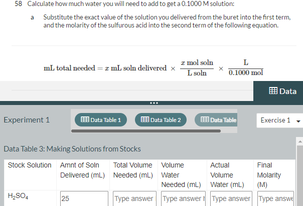 Solved Calculate how much water you will need to add to get | Chegg.com
