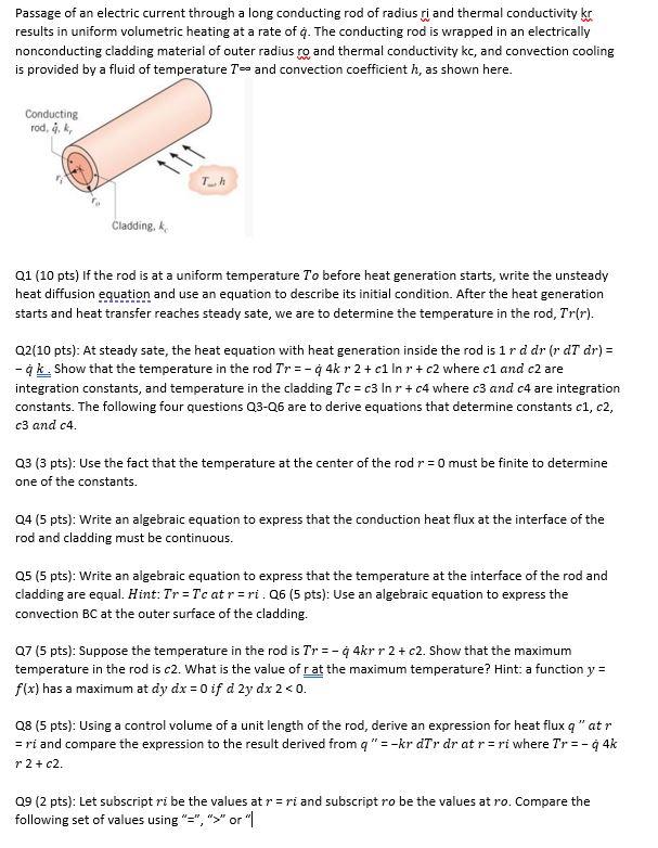Solved Passage of an electric current through a long | Chegg.com