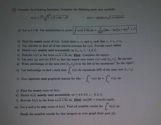 Solved Consider the following functions. Complete the | Chegg.com