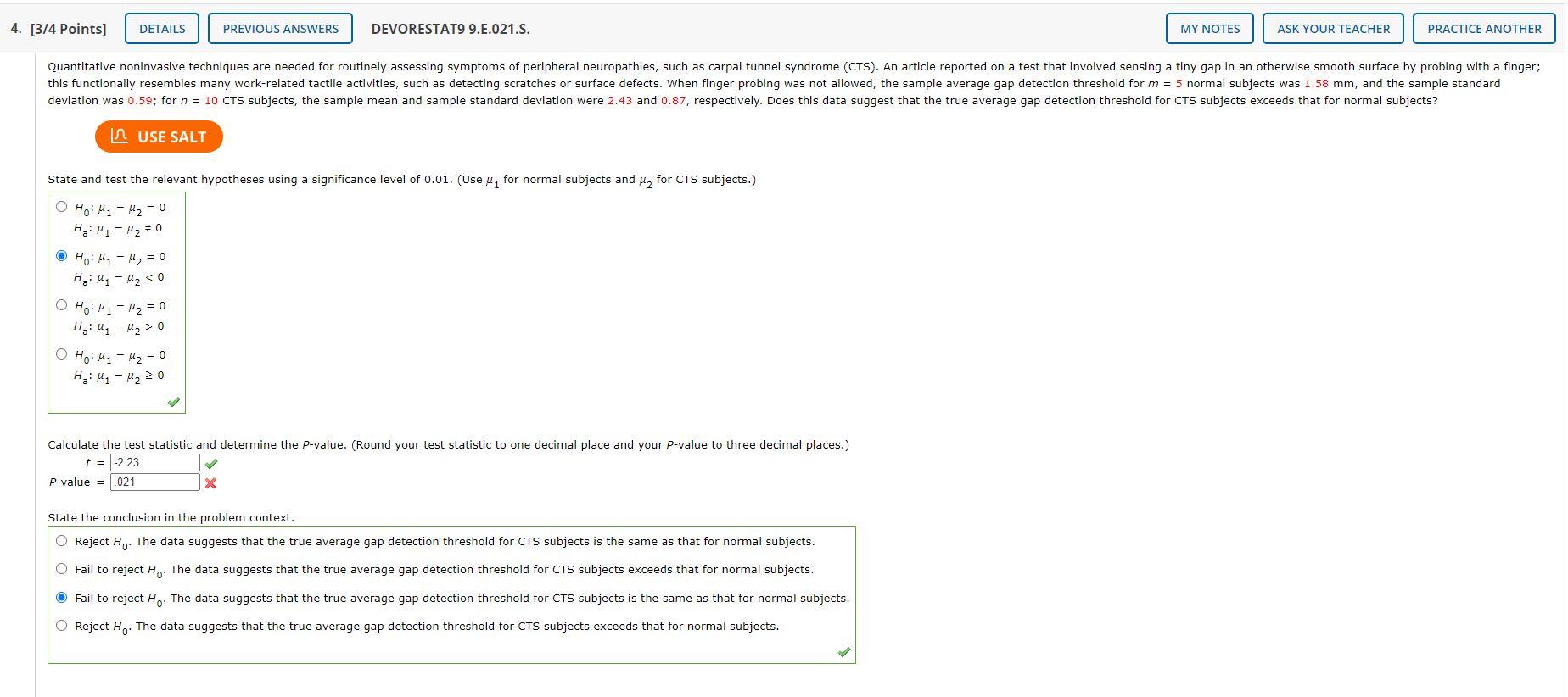 Solved 4. [3/4 Points) DETAILS PREVIOUS ANSWERS DEVORESTAT9 | Chegg.com
