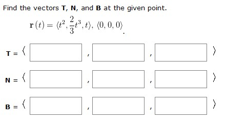 Solved Find the vectors T, N, and B at the given point. 2 | Chegg.com