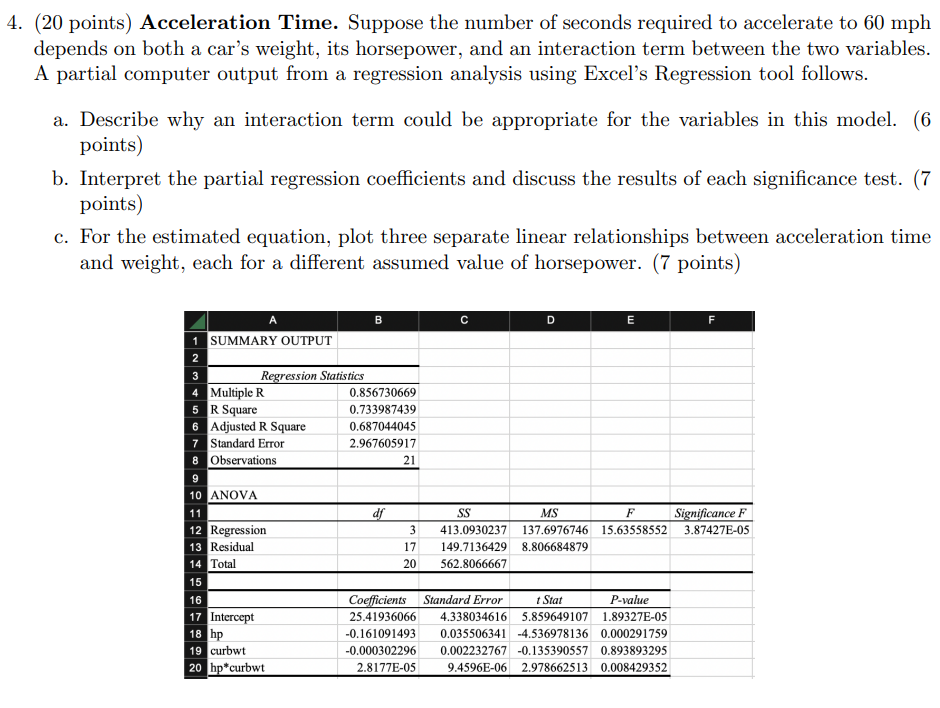 Solved 4. (20 points) Acceleration Time. Suppose the number | Chegg.com