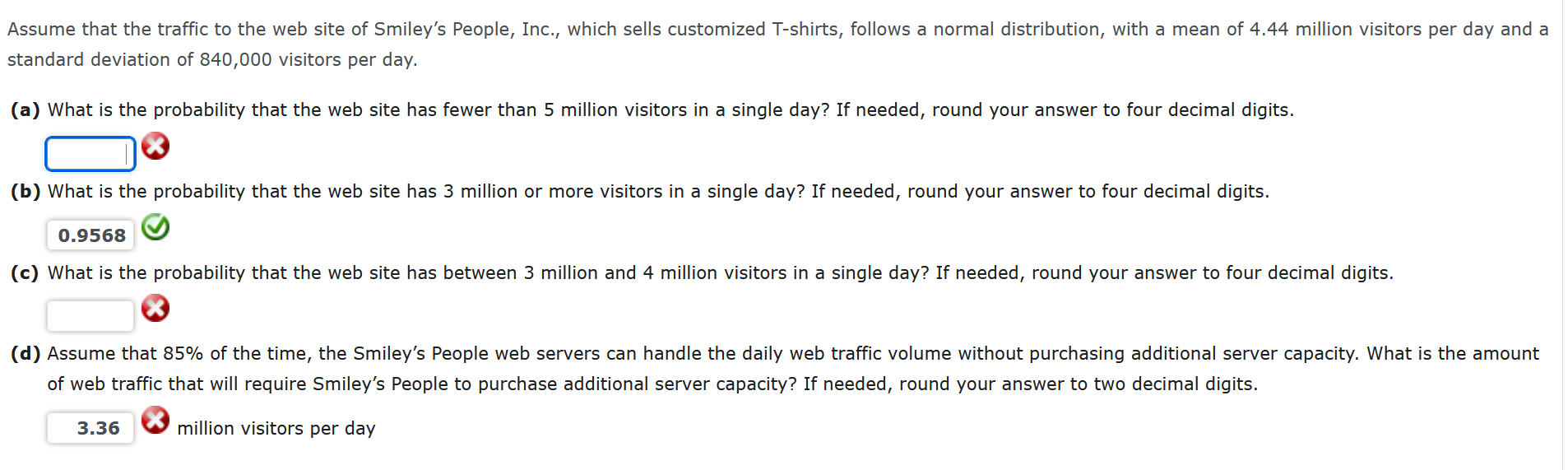 Solved Assume that the traffic to the web site of Smiley's | Chegg.com
