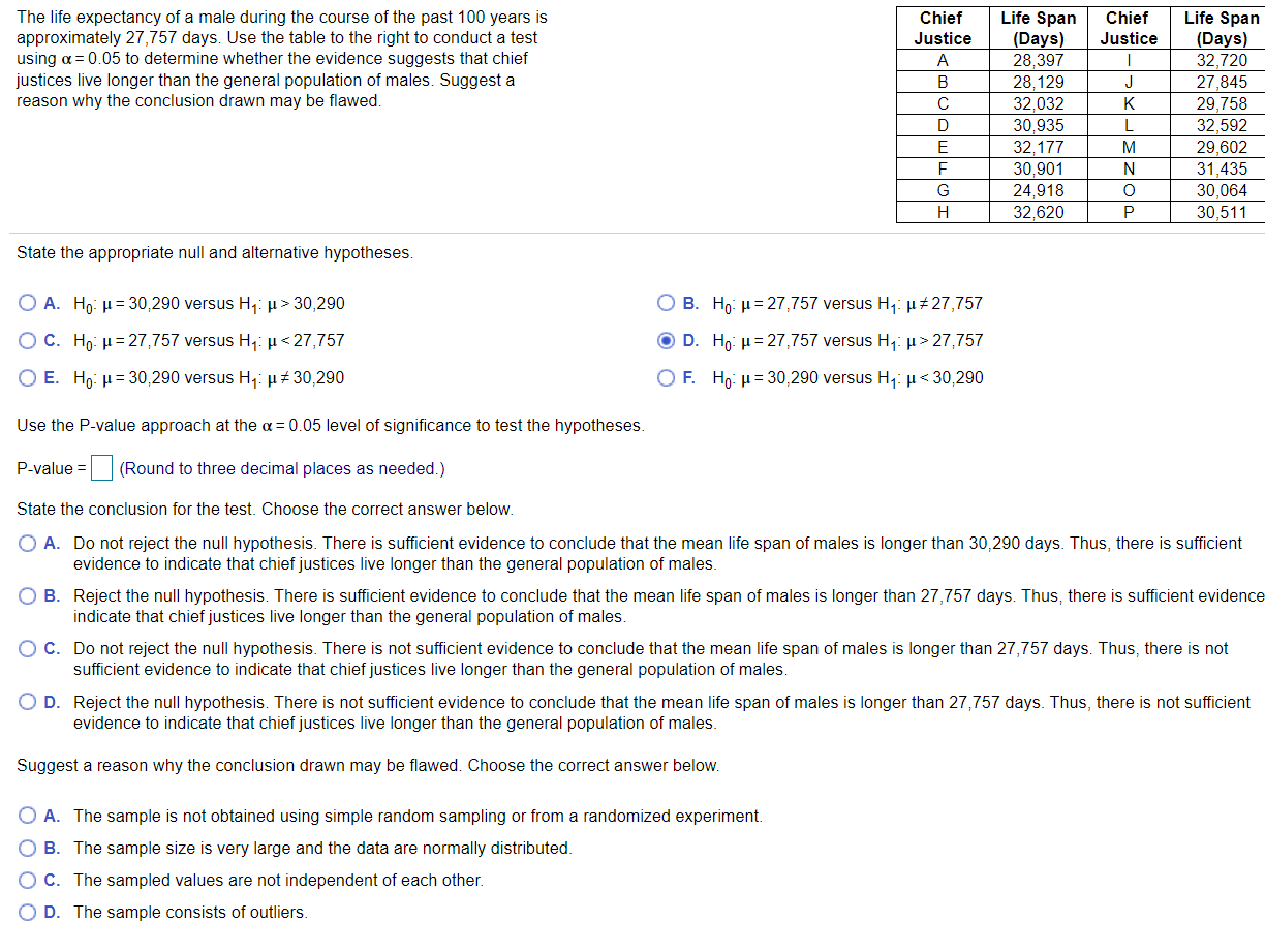 Solved The life expectancy of a male during the course of | Chegg.com