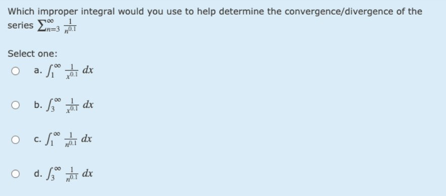 Solved Which improper integral would you use to help | Chegg.com