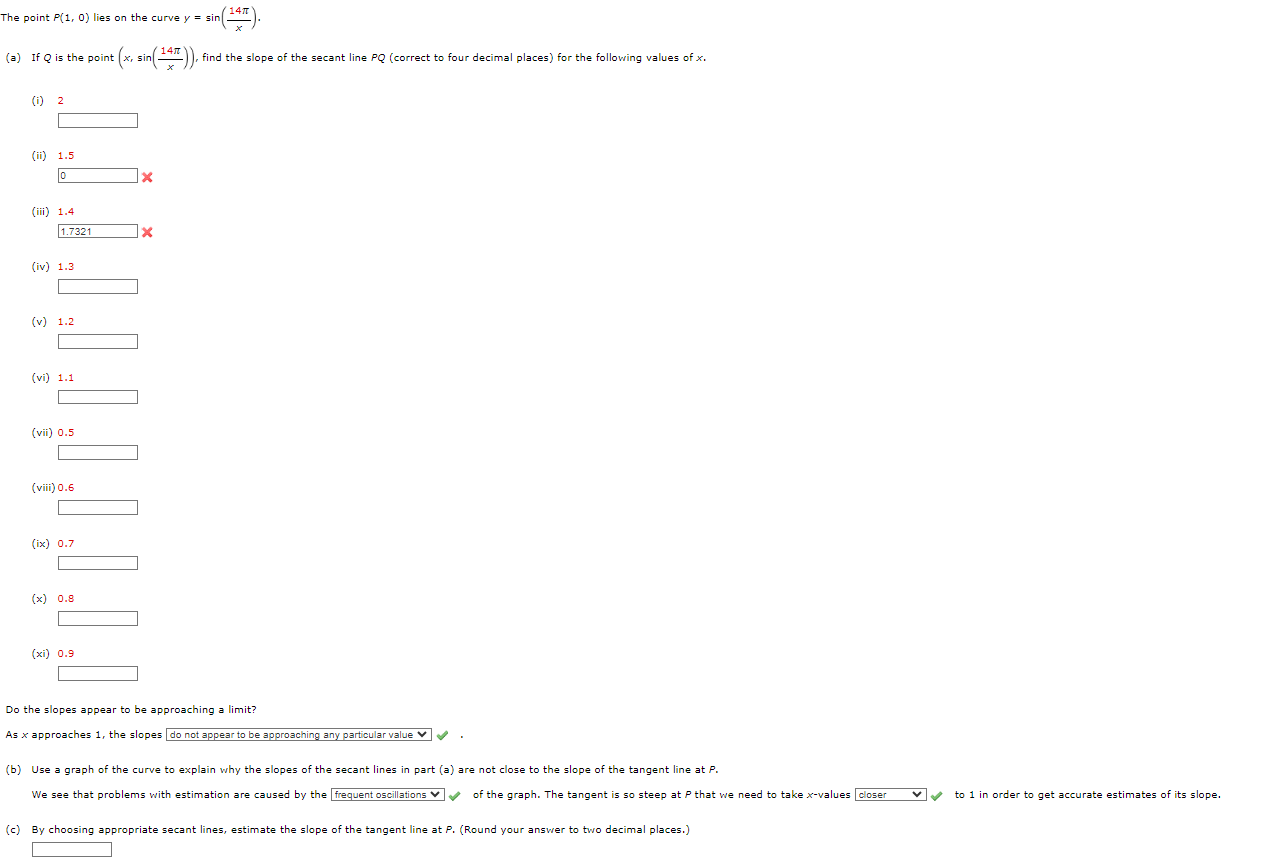 Solved The point P(1, 0) ﻿lies on the curve y = | Chegg.com